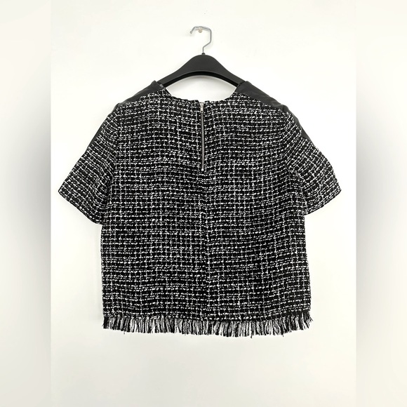 Zara | Tops | Nwt Zara Trf Collection Tweed Crop Top With Faux Leather ...
